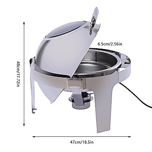 6.3QT Round Chafing Dish Buffet Set, Stainless Steel Food Warmer with 2 Pots