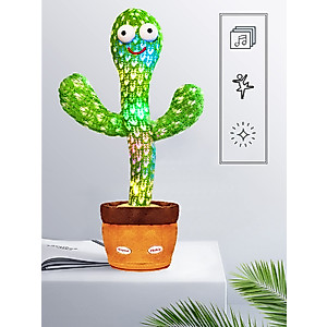 Keculf Cactus Toy - Talking, Singing Cactus Toy, Mimicking Musical Cactus with LED Light, Repeats What You Say with Songs in English for Babies Cactus Toy Mimic Gift Box Packaging