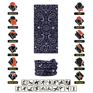 VANCROWN Headwear Wide Headbands Scarf Head Wrap Mask Neck Warmer (9PC.Paisley Series.1)