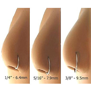 Gold-Tone 925 Sterling Silver Nose Ring Hinged Hoop 3/8" 9.5mm 18G