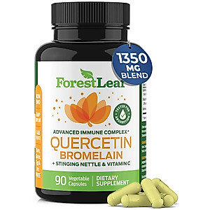 ForestLeaf - Quercetin 500mg - Quercetin with Bromelain, Vitamin C & Stinging Nettle 90 Veggie Capsules - Advanced Quercetin Supplement - Natural Immune & Normal Respiratory Function