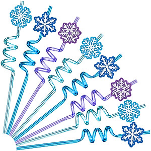 Winrayk 24Pcs Reusable Frozen Plastic Straws Drinking Straws Frozen Party Favors Crazy Straws for Kids Bulk, 3 Snowflake Shape & 3 Colors, Frozen Gift Toy Boy Girls Elsa Frozen Birthday Party Supplies