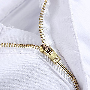 ANBOBER Men's Ripped Skinny Jeans Slim Fit Stretch Distressed Jeans for Men Straight Leg Denim Pants (White, 42)