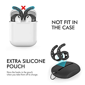 AhaStyle 3 Pairs AirPods Ear Hooks Cover Silicone Accessories Compatible with Apple AirPods and EarPods Headphones(Black)