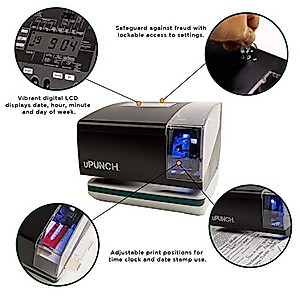 uPunch Digital Time Clock and Date Stamp with 50 Time Cards, 1 Ribbon & 2 Keys (CR1000)