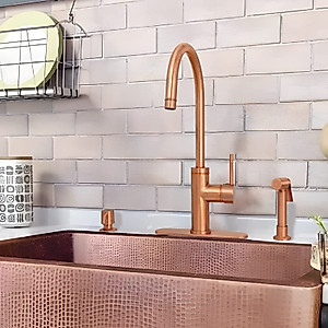 One-Handle Widespread Kitchen Faucet with Side Sprayer (Copper)