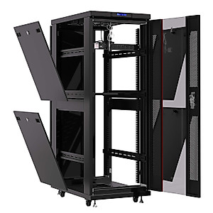 Sysracks 37U Server Rack Cabinet - Heavy-Duty, Optimal Airflow, Secure Lock, Easy Assembly, Versatile Use for Data Centers and IT Equipment