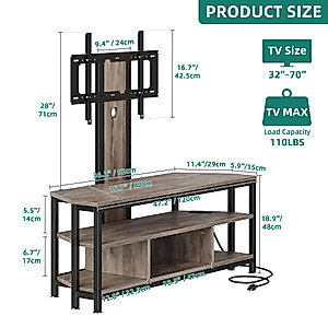 YITAHOME TV Stands for Living Room, 65 inch TV Stand with Mount and Power Outlet, Entertainment Center with Storage, Led TV Stand for 55/60/65/70 inch TV, TV Console Cabinet for Living Room, Grey