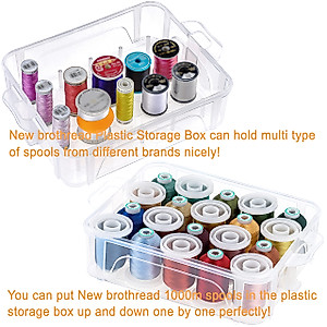 New brothread 40 Brother Colors 500m Each Embroidery Machine Thread with Clear Plastic Storage Box for Embroidery Sewing Machine