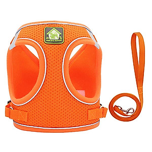 FEimaX Dog Harness and Leash Set, No Pull Breathable Soft Mesh Puppy Vest Harness Reflective Adjustable Pet Harnesses for Small Medium Dogs and Cats - Outdoor Easy Control for Walking