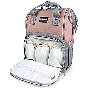 Mr. Peanut's Tili Dili Premium Diaper Backpack with USB Charging Port (Blush Pink With Gray)