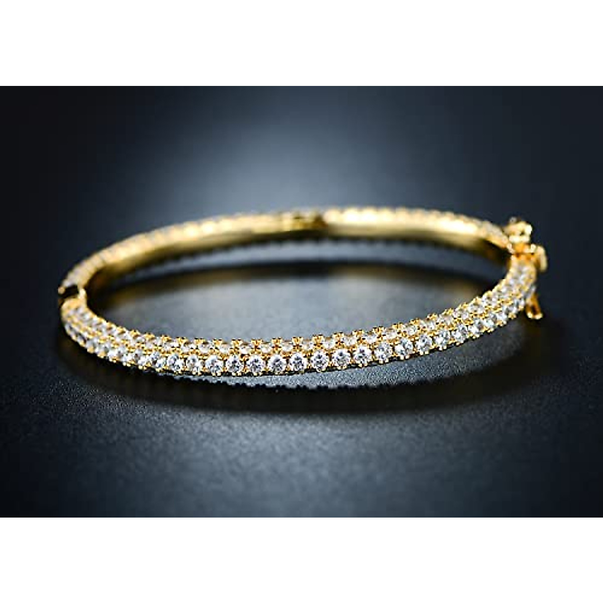 Barzel 18K Gold Plated Crystal Bling Eternity Bangle Bracelet (Gold)