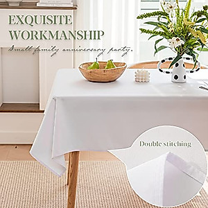 BYDOLL Table Cloth White 60x84 Inch Tablecloth for 6 Foot Rectangle Tables Outdoor Washable Wrinkle Free and Spillproof Polyester Tablecloth for Festival Camping Picnic Wedding Party Table Cover