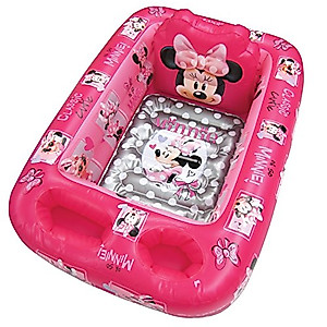 Disney Minnie Mouse Air-Filled Cushion Bath Tub - Free-Standing, Blow up, Portable, Inflatable, Safe Bathing, Baby Bathtub, Toddler Bathtub
