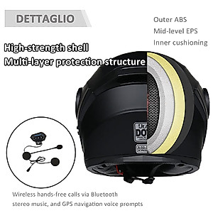 Bluetooth Modular Motorcycle Helmet DOT/ECE Approved Full Face Flip up Anti-Fog Double Visor Helmet Built-in Dual Speaker with Microphone for Adult Men and Women