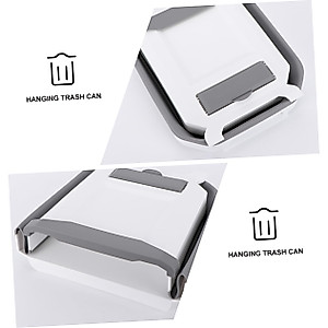 PRETYZOOM 1pc Trash Can Folding Storage Bin Trash Basket Storage Tank Wall-Mounted White