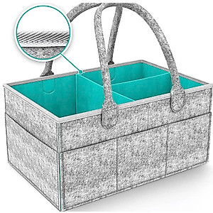 Baby Diaper Caddy Nursery Storage Bin and Car Organizer for Diapers and Baby Wipes Grey