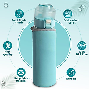 Water Bottle With Flavor Pods, BPA FREE, Air Water Bottle, Tritan, Water Bottle 650 ML, Sports Water Bottle (Black)