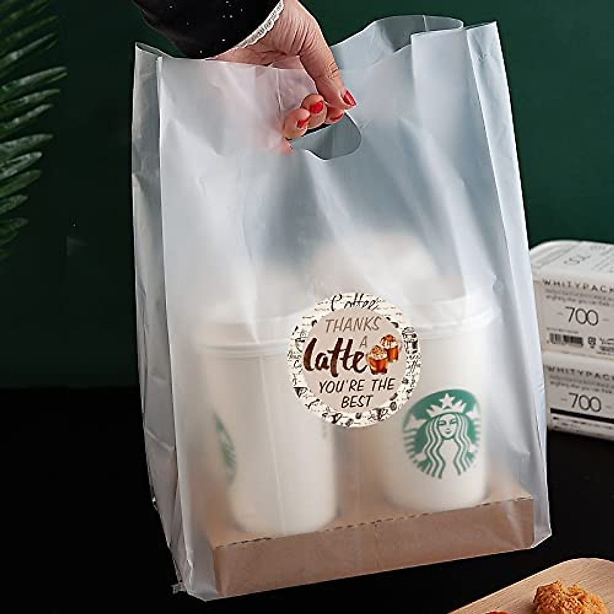 2 inch Thanks A Latte Appreciation Thank You Stickers Coffee Holiday Themed Sticker Labels for Party Favors,Small Business,Packaging Seals 500pcs