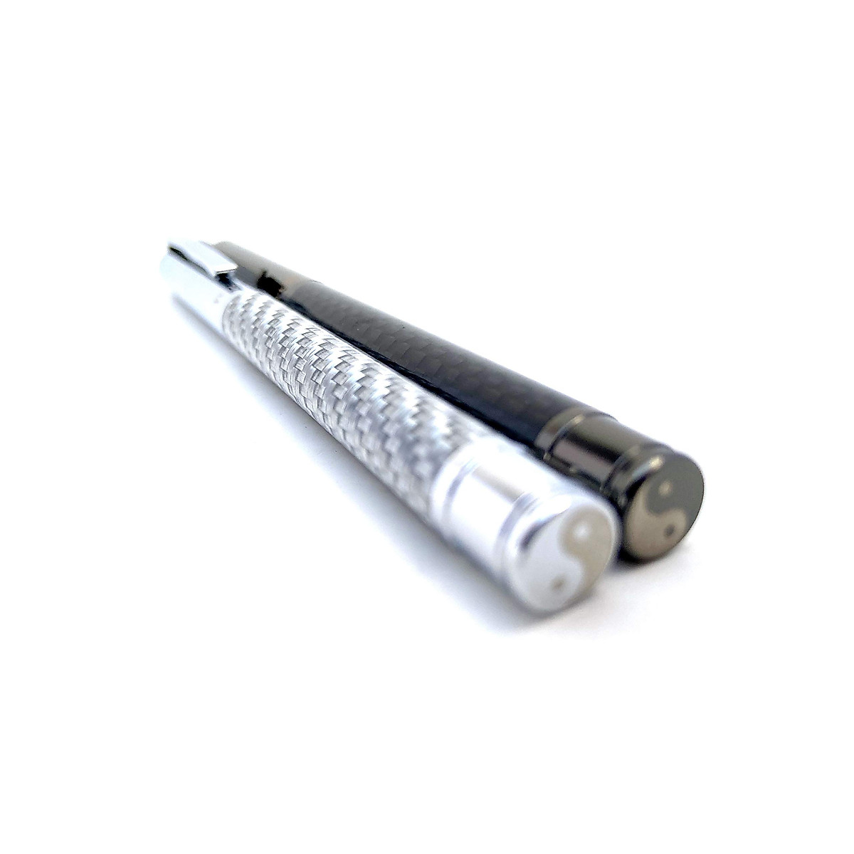 SHOPTOTUM Carbon Fiber Roller Pen Gel Ink, Elegant, Black and Chrome, Best Pen Writing for Men or Women in School, Office, Business. Gift box included Yin Yang Collection