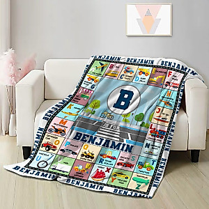 Custom Alphabet Name Vehicle Blanket Personalized Name Blankets for Baby Soft Lightweight Flannel Throw Blanket for Couch Bed Travel Practical Heartfelt Gifts XS 30x40in Pet/Toddler Gift