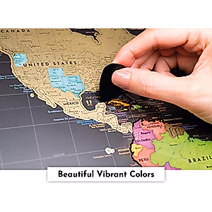 Two Scratch Off Maps - Map of the World (Large) + US States Map (Small) - Deluxe Scratch-Off Travel Posters for Adults, Kids - Made in Europe