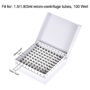 uxcell Centrifuge Tube Freezer Storage Box 100-Well Waterproof Cardboard Holder White for 1.5/1.8/2ml Micro Centrifuge Tubes