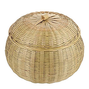 GANAZONO Bamboo Pumpkin Basket picnic basket food serving basket veggie basket go chess bowl fruit storage bowl toilet tank basket woven fruit basket Bamboo weaving storage rack to weave