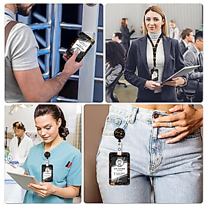 Oalushf ID Badge Holder with Lanyard, ID Badge Holders Retractable with Heavy Duty Reel, Detachable Lanyards for ID Badges for Women Men Nurse Doctor Teacher Student Office Gifts, Pumpkin