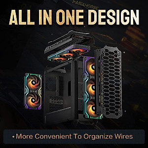 Asiahorse Matrix-Black 56 Addressable LEDs RGB Fans, 360MM All-in-One Square Frame Integrated RGB Case Fan with MB Sync/Analog Controller, PWM Control Fan for Computer Case and Liquid Cooling System