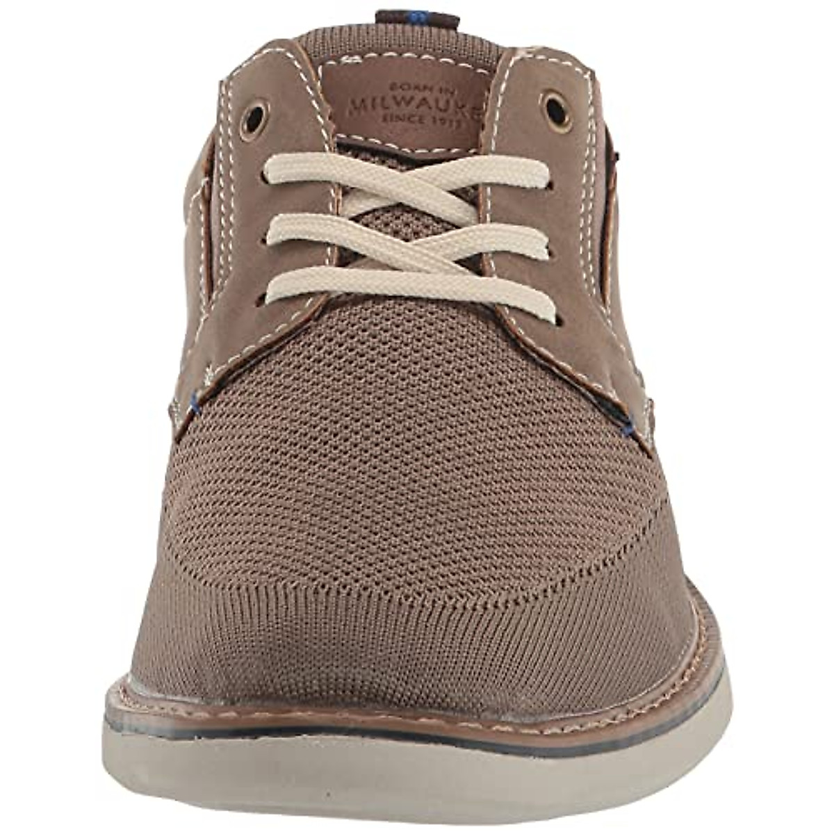 Nunn Bush Men's Otto Plain Toe Knit Oxford Lace Up with Lightweight Sole, Taupe, 12 Wide