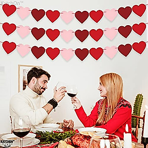 Felt Heart Garland for Valentines Day Decor - Pack of 30, No DIY | Red, Rose, Light Pink Heart Banner Garland, Heart Garland Decorations | Romantic Decorations Special Night, Valentines Day Decoration