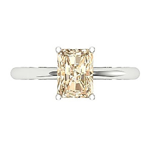Clara Pucci 1.75ct Radiant Cut Solitaire Genuine Natural Morganite Wedding Bridal Designer Anniversary Engagement Ring 14k White Gold