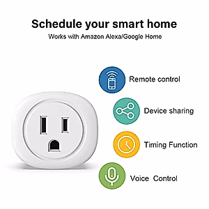 Smart Plug with Timer Function, MONGERY WiFi Outlet Compatible with Alexa, Google Home, No Hub Required, App Controlled, FCC CE Certified 4 Pack, White