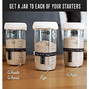 KneadAce Sourdough Starter Jar With Date Marked Feeding Band, Thermometer, Sourdough Jar Scraper, Sourdough Container Sewn Cloth Cover & Metal Lid, Sourdough Starter Kit For Sourdough Bread Baking