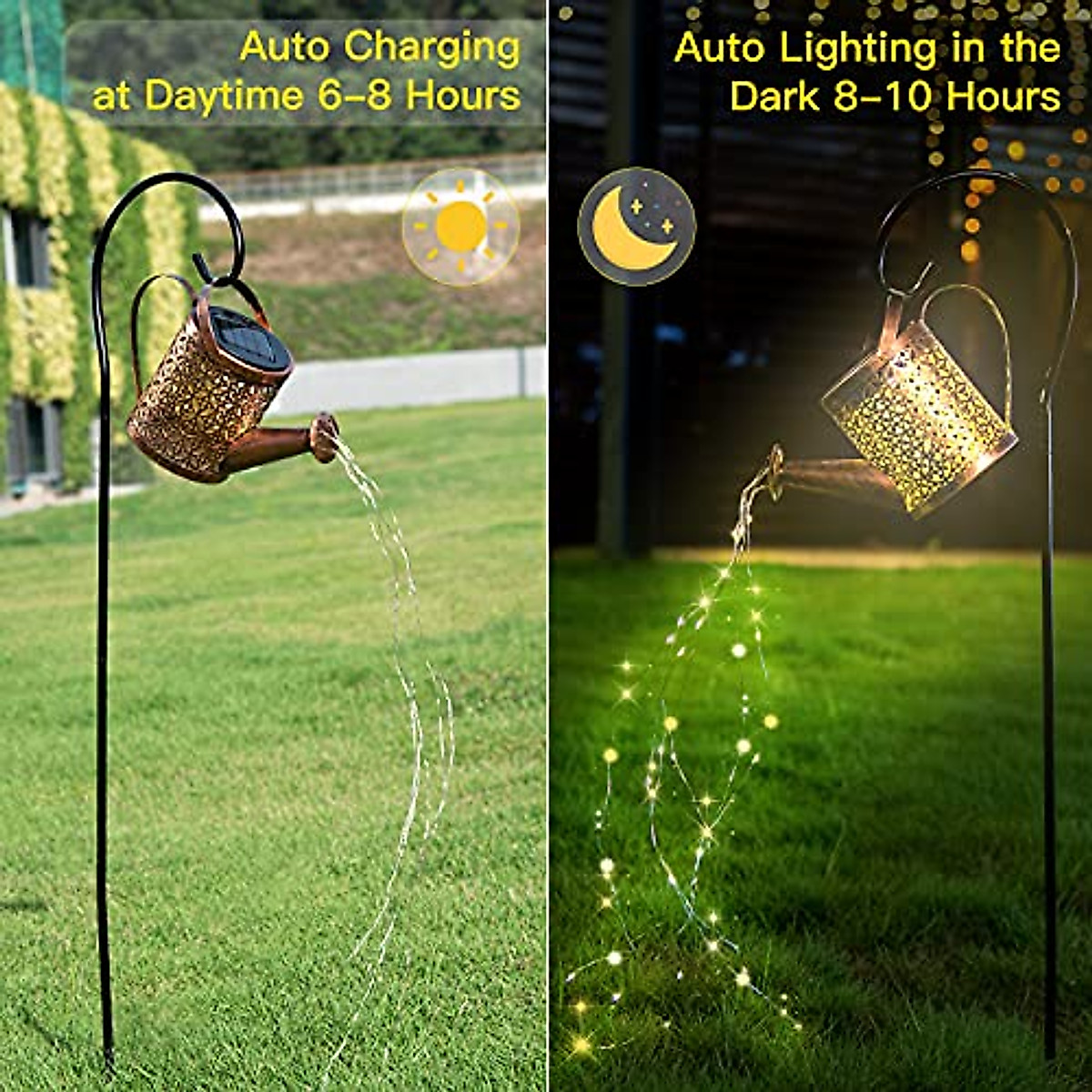 Udreem Solar Lights Outdoor Decorative, Solar Lantern Outdoor Hanging Waterproof Hollowed-Out Design, Decorative Retro Metal Solar Light with Hook for Garden Table Patio Yard Pathway Walkway