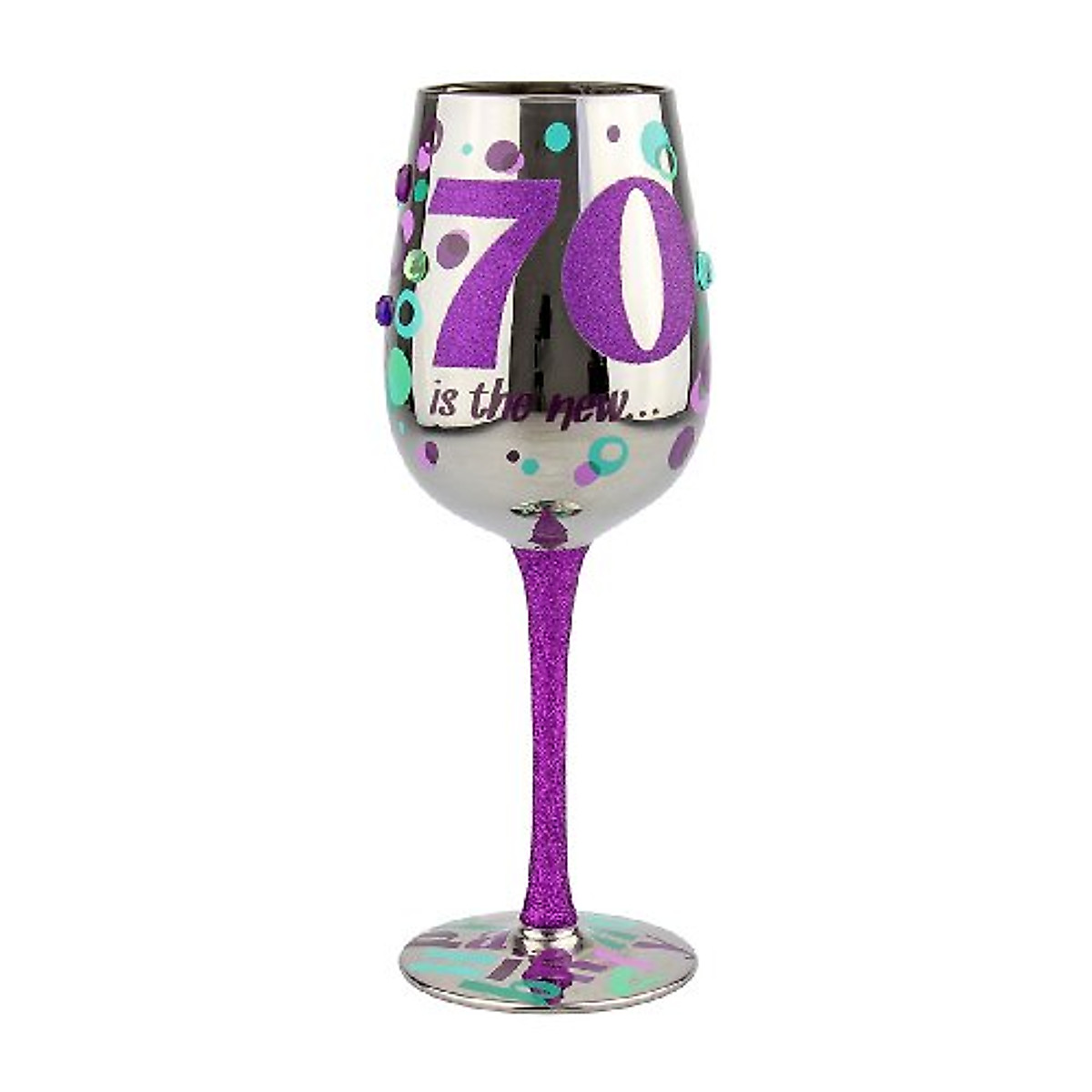 Top Shelf Decorative Metallic 70th Birthday Wine Glass, 1 Count (Pack of 1), Multicolor