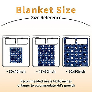 Duckbe Custom Soccer Blanket - Personalized Name with Soccer Patterns - Soft Plush Flannel Blanket with Double Layer Dotted Backing for Baby Toddler Kids Teen Boys Girls Gifts Blue
