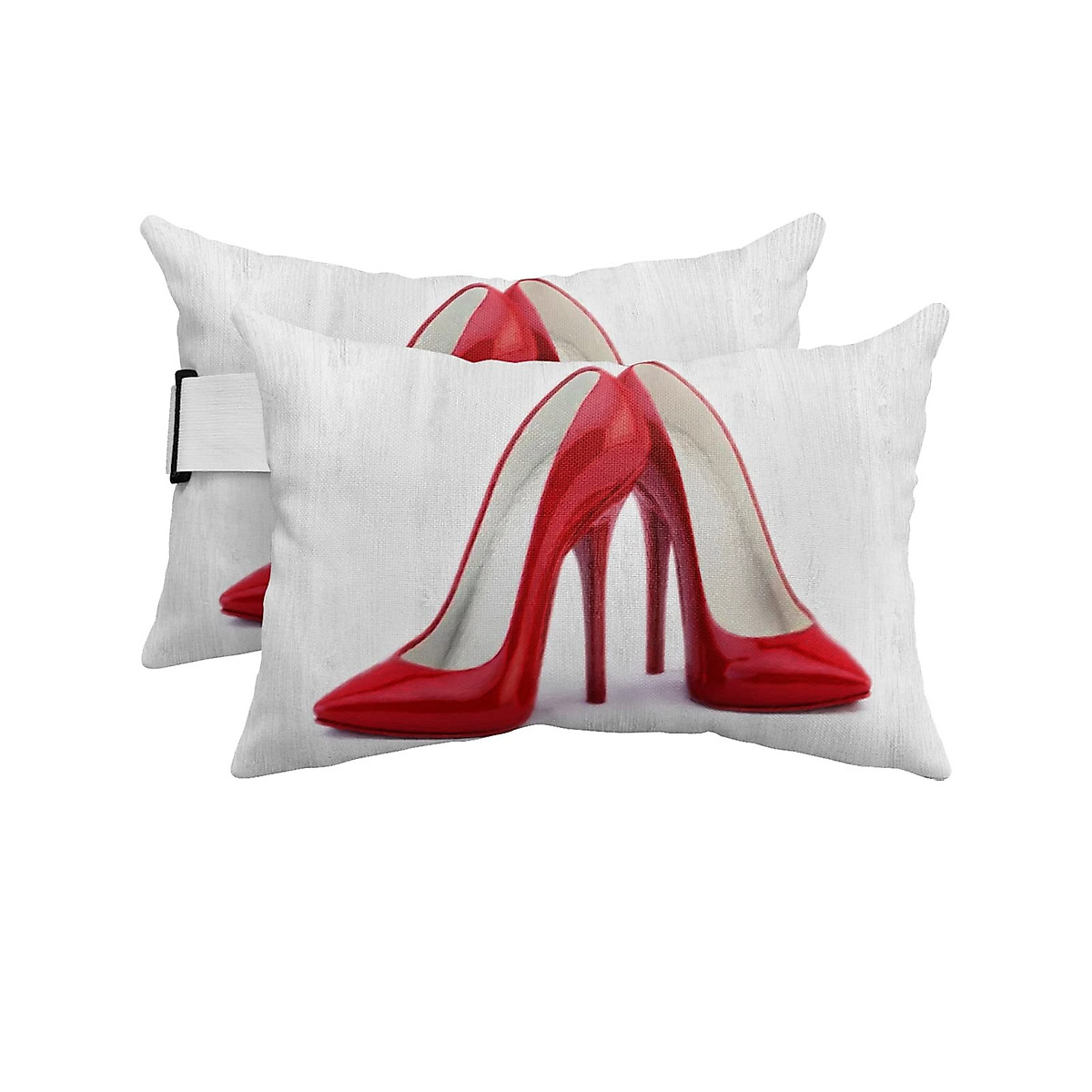 HERBED Recliner Head Pillow Outdoor Pillow with Insert Red High Heels on Rustic Wooden Grain Waterproof Lumbar Pillow with Adjustable Strap Lounger Patio Chair Pillows for Beach Pool Office 2pcs