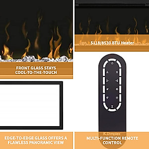Dimplex IgniteXL 74" Built-in Linear Electric Fireplace (Model: XLF74), 8530/5118 BTU, 240/120 Volt, 2500/1500 Watt, Black