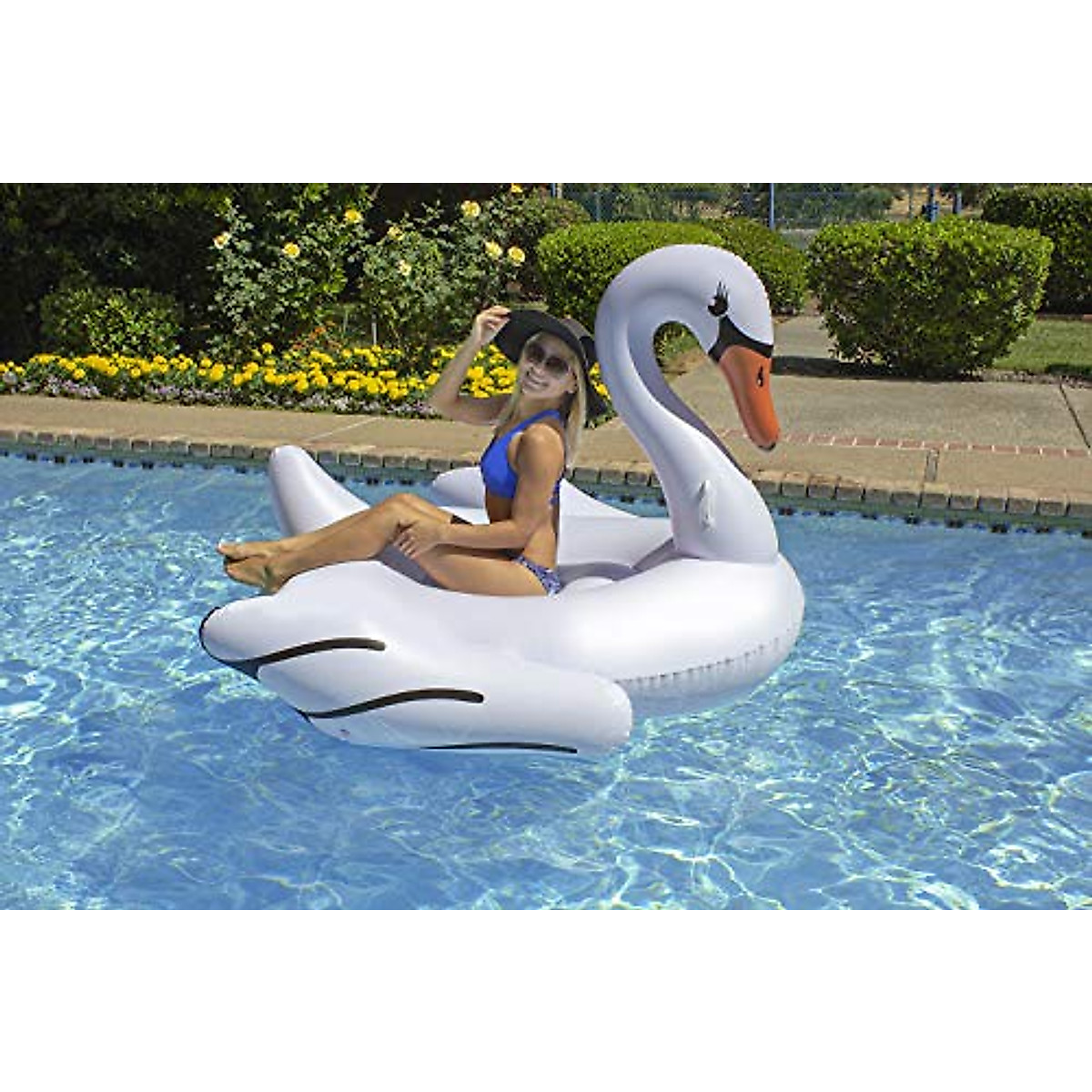 Poolmaster Jumbo Swimming Pool Float Rider, Swan, White Extra Large