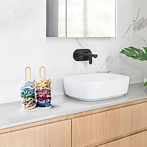 Dahey Scrunchie Holder Hair Tie Organizer Stand 2 Tier Metal Scrunchies Organizer Modern Hair Accessories Organizer Storage Display 50-70 Scrunchies Jewelry Scrunchy Holder for Girls, Gold