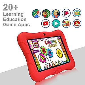 Contixo 7 Inch Kids Learning Tablet - Parental Control 32GB Android 11, for at Home School Children Infant Toddlers - Pre-Loaded Disney E-Books Apps, Child-Proof Case, Great Gift for Children (Red)