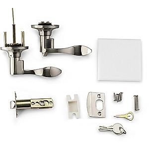 Berlin Modisch Entrance Lever Door Handle [Lock with Two Keys] for Office or Front Door with a Satin Nickel Finish, Reversible for Right & Left Side, Entry Lever Classic Series