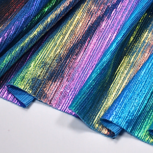 Shining Iridescent Hologram Laser Fabric Knit Crepe 58" Wide for Cloth Craft Upholstery by 2 Yards (72inch Sky)