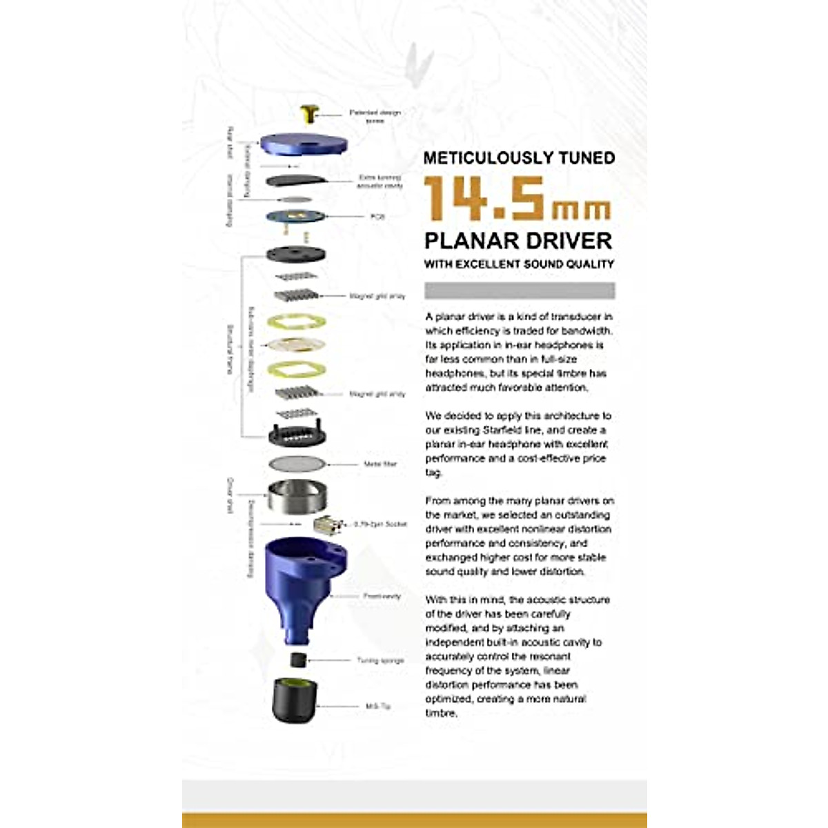 Moondrop STELLARIS Earphones High-Precision Miniature Grid Magnet Array 14.5mm Planar Driver Earphones with 0.78MM 2Pin Cable