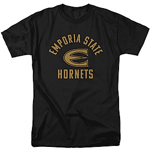 Emporia State University Official Large One Color Logo Short Sleeve Mens Cotton T-Shirt,Black, X-Large