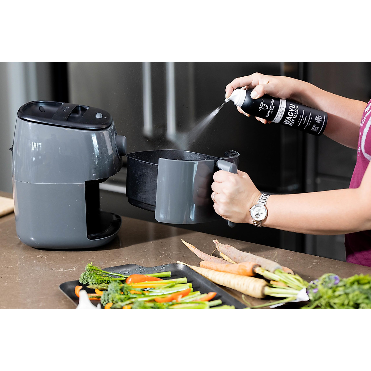 South Chicago Packing Wagyu Beef Tallow Spray, Keto and Paleo Diet Friendly, Umami-Rich, Flavorful, Perfect for Sauteing, Stir-frying and Grilling, Nonstick Cooking Oil, 7 Fl Oz