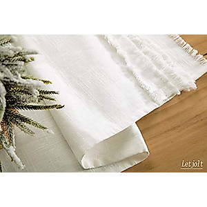 White Table Runner 72 Inches Farmhouse Table Runner Linen-Cotton Fabric Rustic Wedding Table Decor Birthday Party