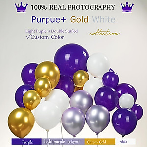 kozee Double-Stuffed Chrome light purple Balloons different sizes 60pcs 12/10/5 inch 2-layers pearl lilac balloon Garland kit For Birthday baby shower anniversary decorations Chrome Lilac